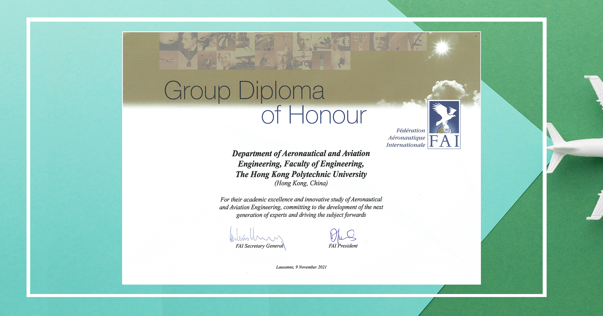 AAE awarded the FAI Group Diplomas of Honour 2021 | Department of Aeronautical and Aviation ...