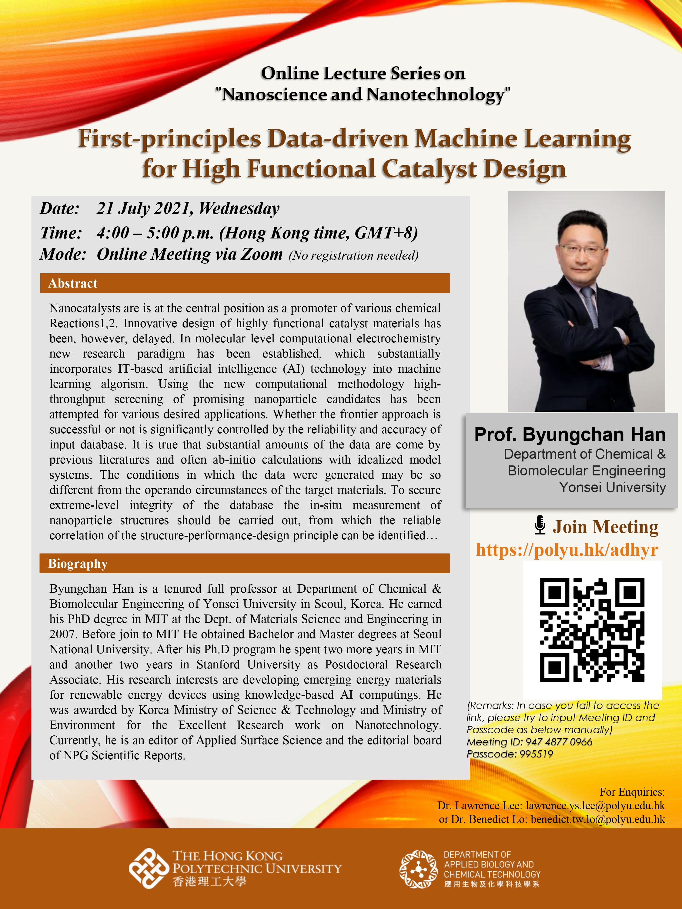 Nanoscience and Nanotechnology Lecture Series on “First-principles Data-driven Machine Learning ...