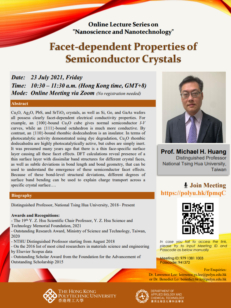Nanoscience and Nanotechnology Lecture Series on “Facet-dependent ...