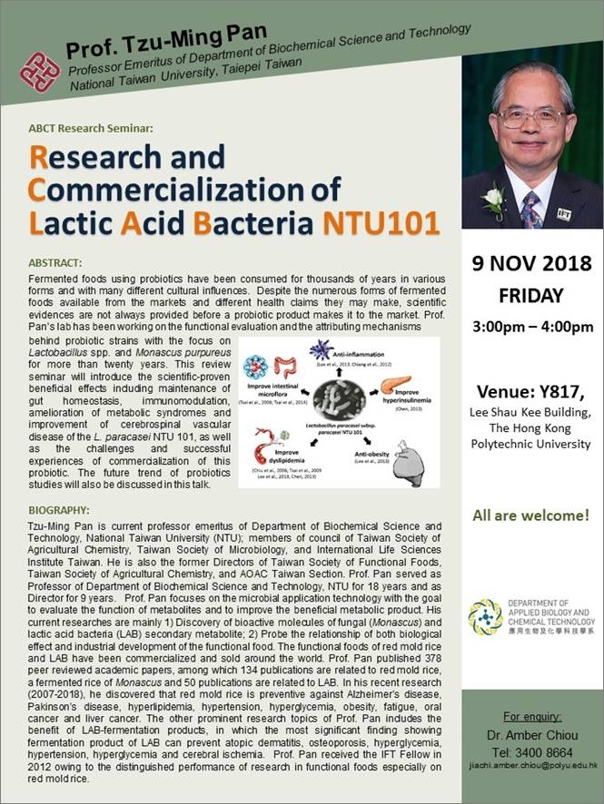ABCT Research Seminar by Prof. Tzu-Ming Pan from National Taiwan ...