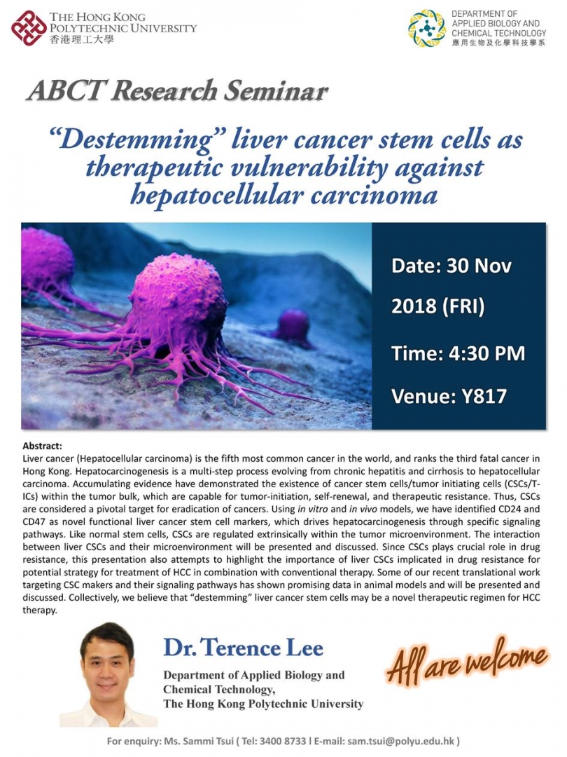 ABCT Seminar by Dr Terence Lee | Department of Applied Biology and ...