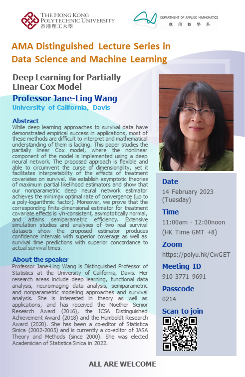 Deep Learning for Partially Linear Cox Model | Department of Applied Mathematics