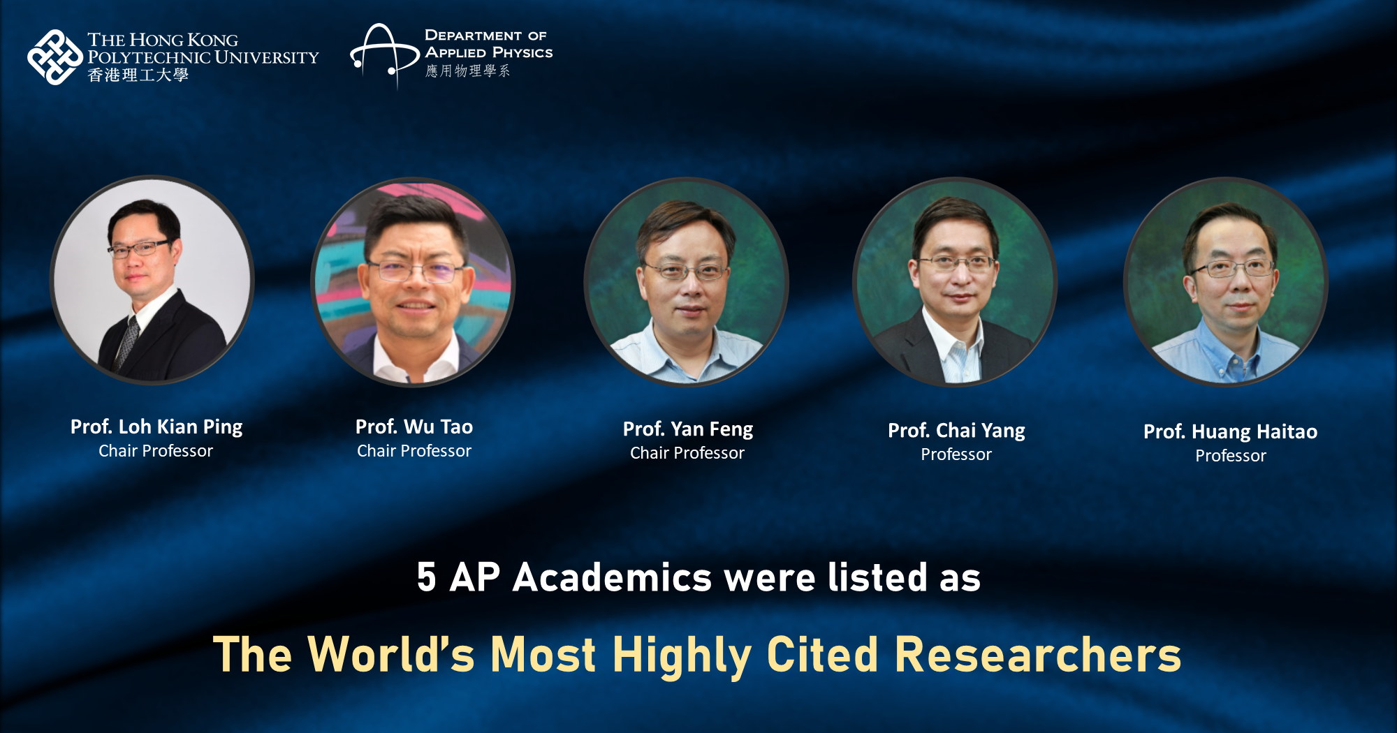 5 AP Academics were listed as the World’s Most Highly Cited Researchers ...