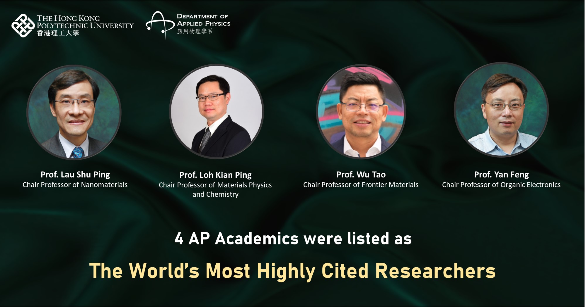 4 AP Academics were listed as the World’s Most Highly Cited Researchers ...