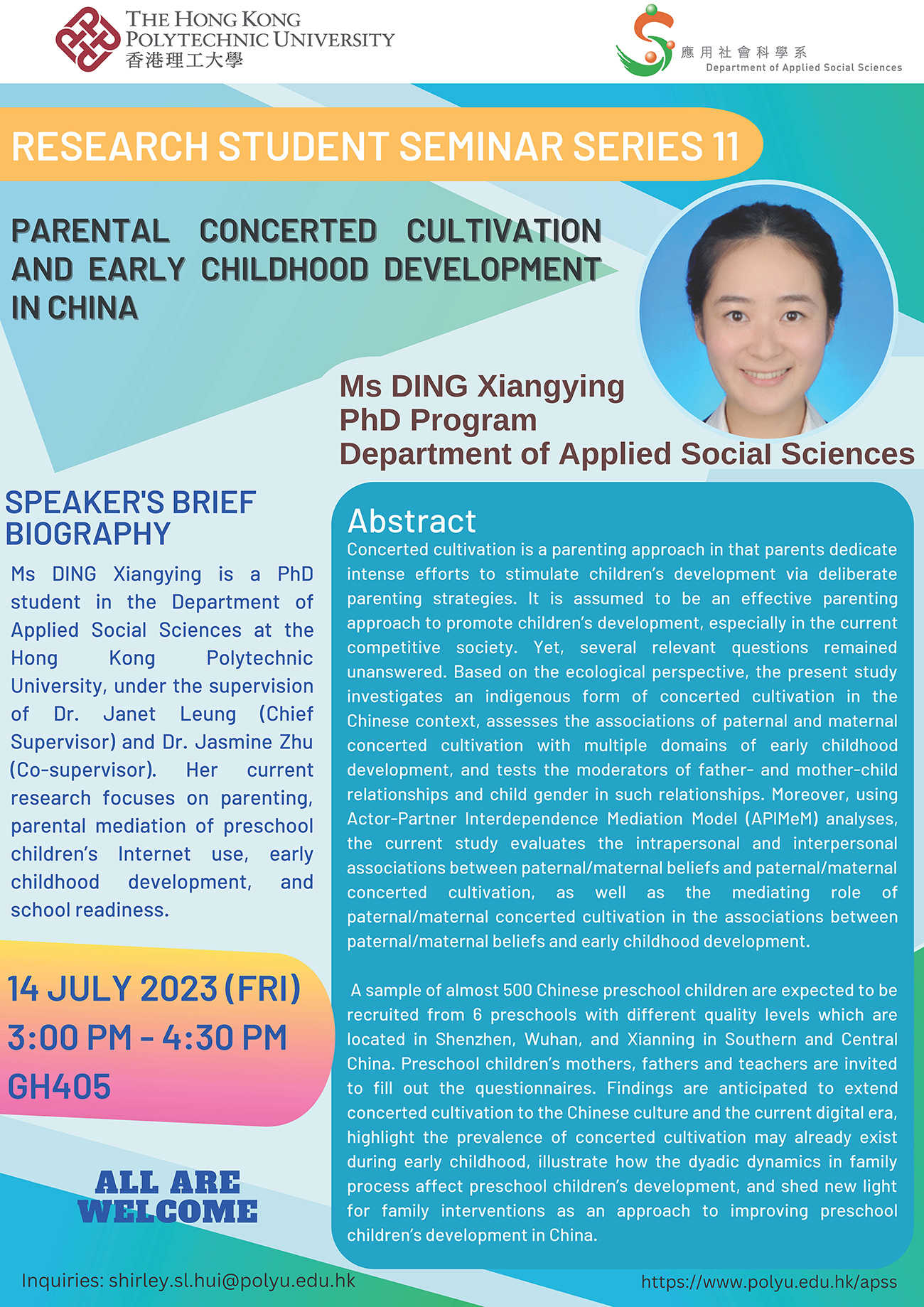 APSS Research Student Seminar Series 11: Parental Concerted Cultivation ...