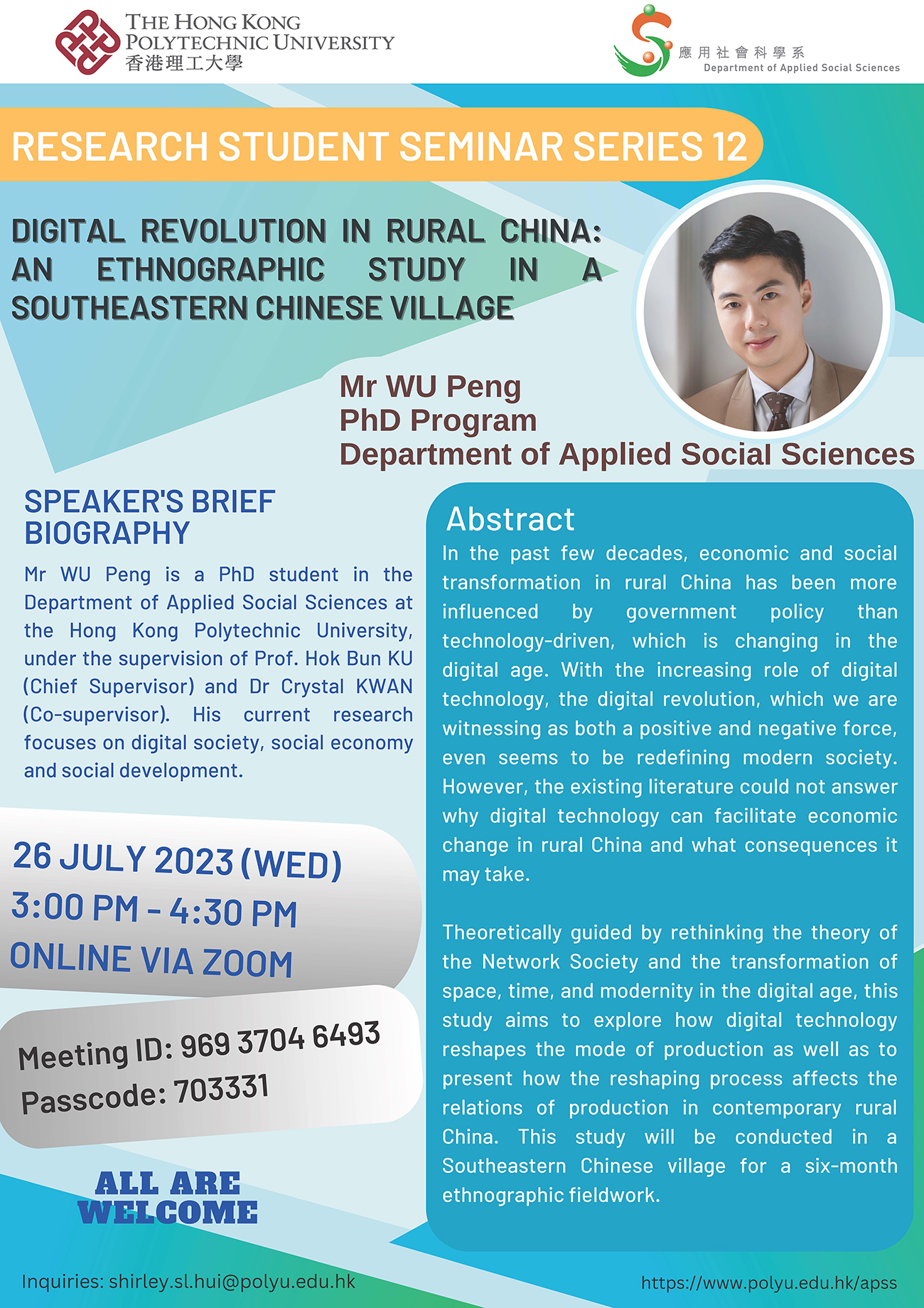 APSS Research Student Seminar Series 12: Digital Revolution in Rural ...