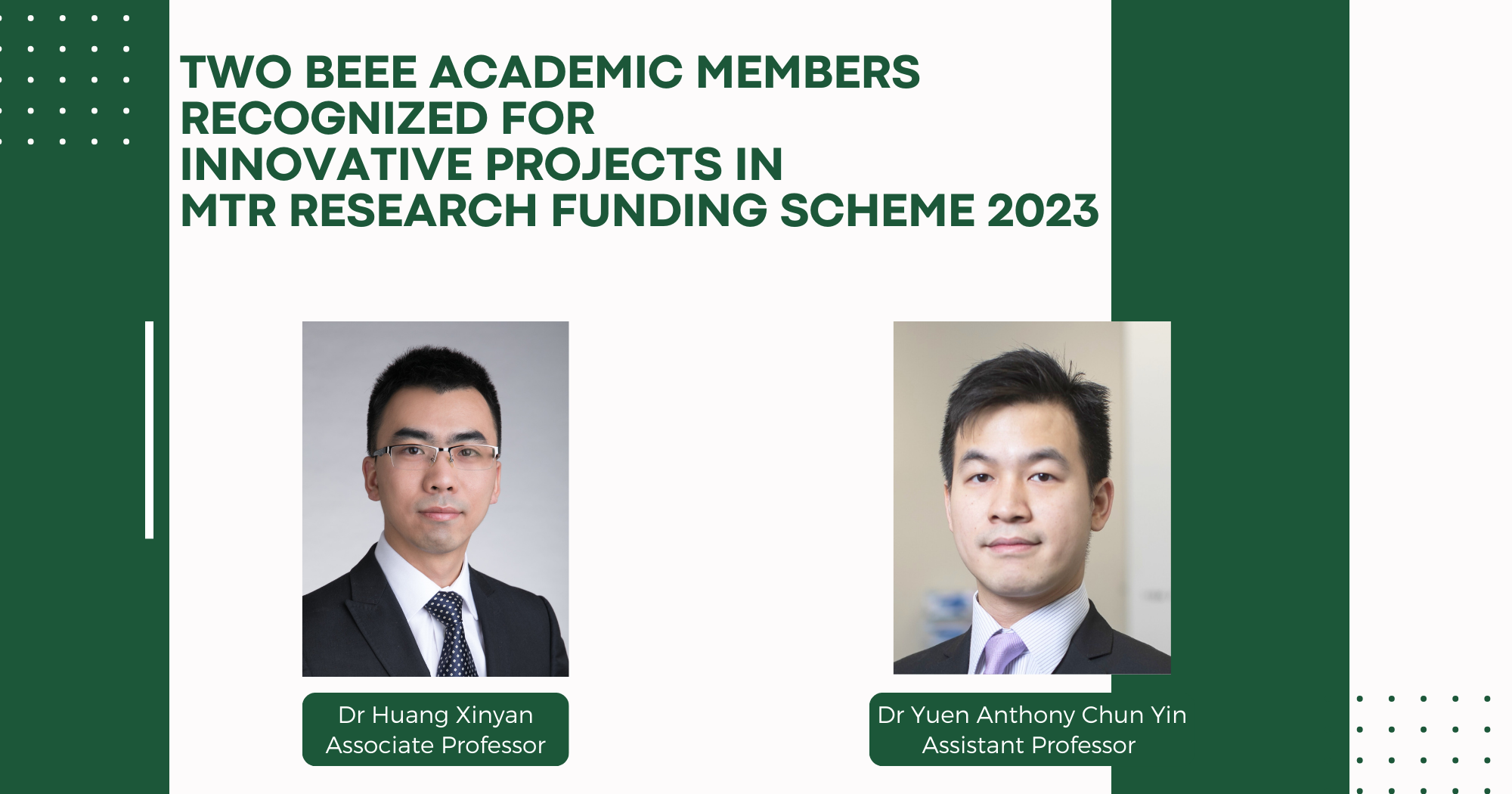 Two BEEE Academic Members Recognized for Innovative Projects in MTR ...