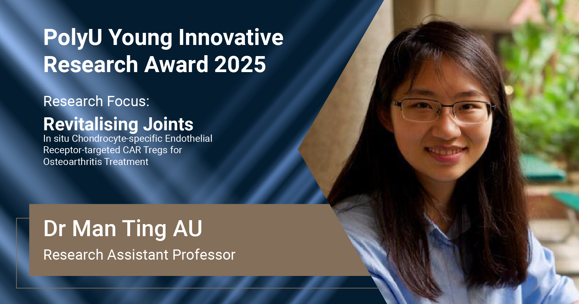 Congratulations to Dr Man Ting AU on receiving the PolyU Young Innovative Researcher Award (YIRA ...