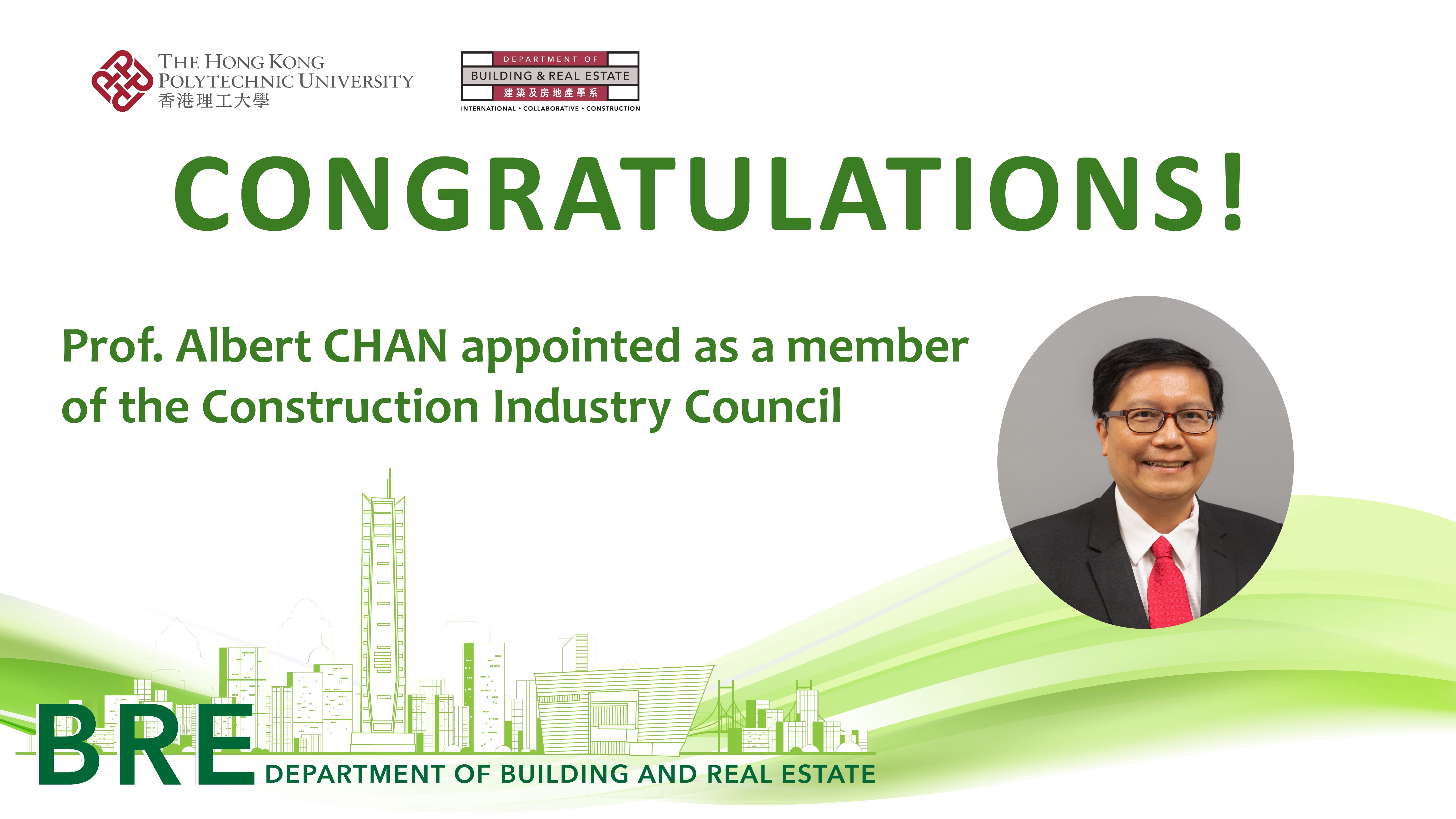 Prof. Albert CHAN's Appointment in CIC | Department of Building and ...