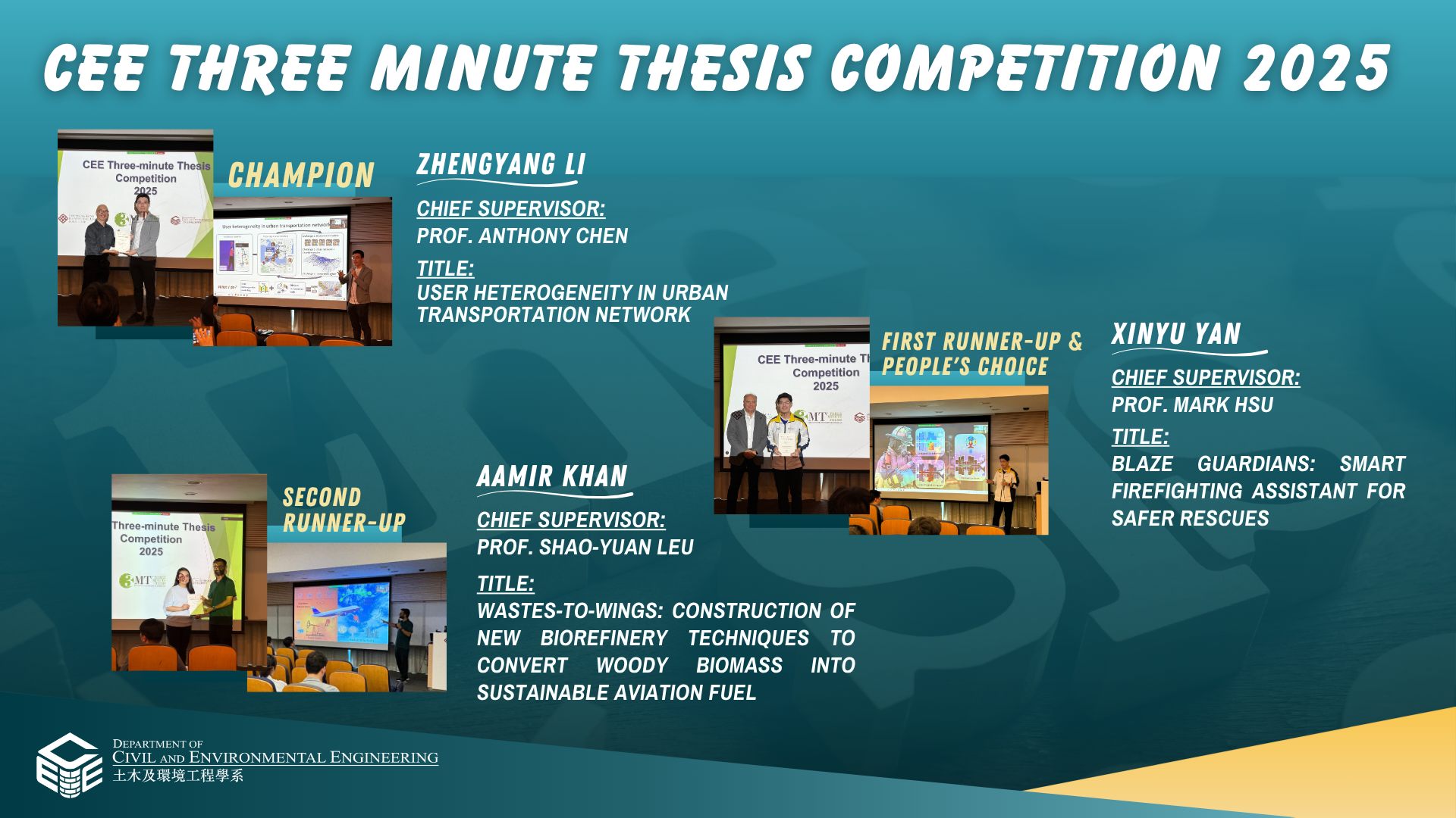 CEE Three Minute Thesis Competition 2025 | Department of Civil and ...