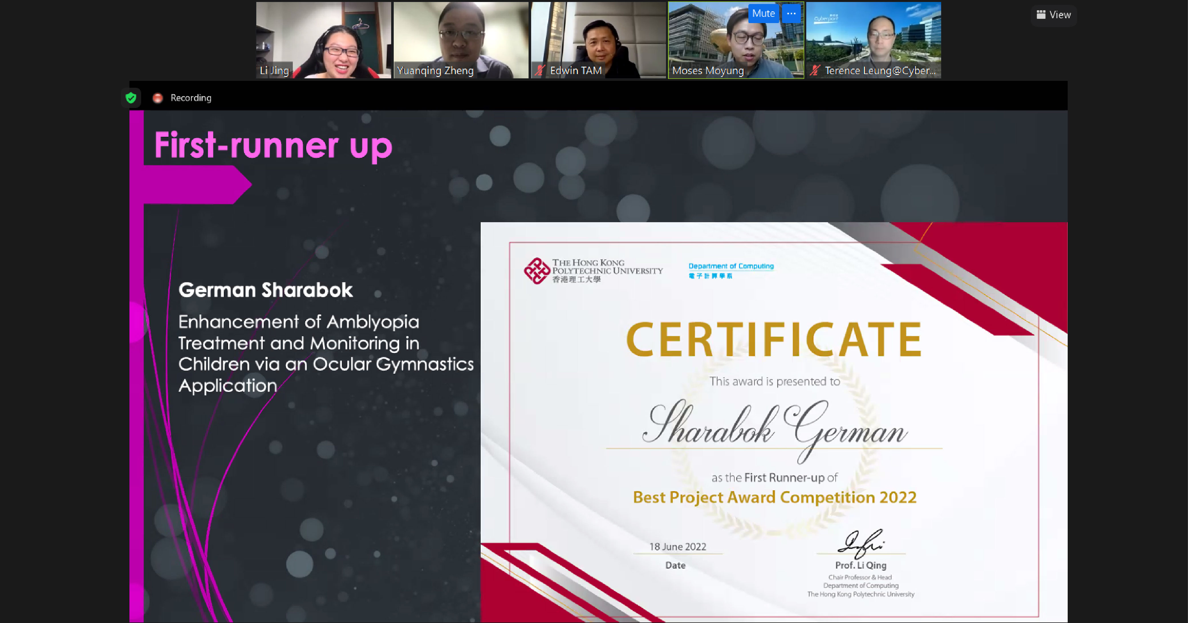COMP Best Project Award Competition 2022 | Department of Computing