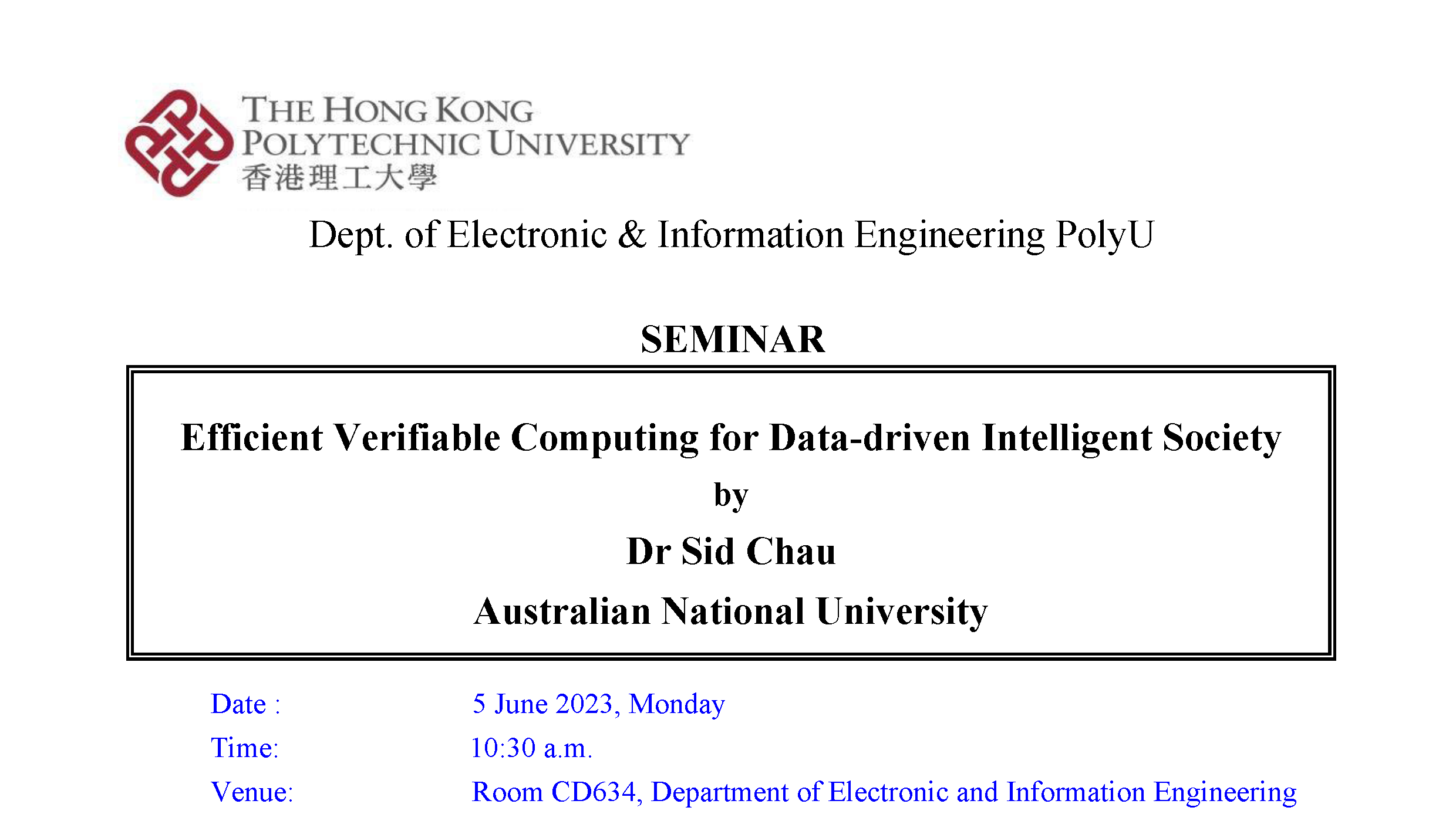 Seminar on Efficient Verifiable Computing for Data-driven Intelligent ...