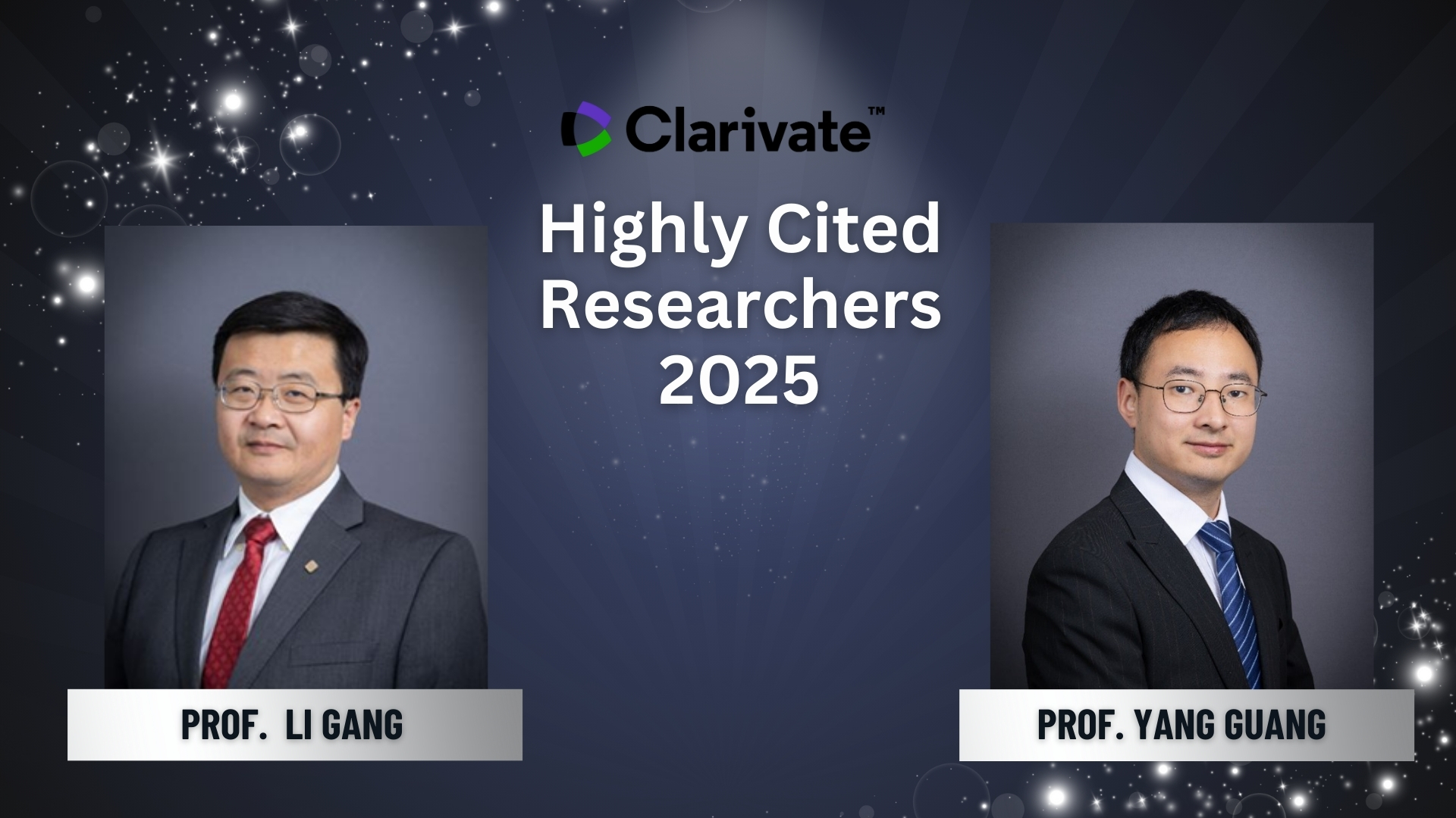 Prof. Li Gang and Prof. Yang Guang Named Highly Cited Researchers by ...