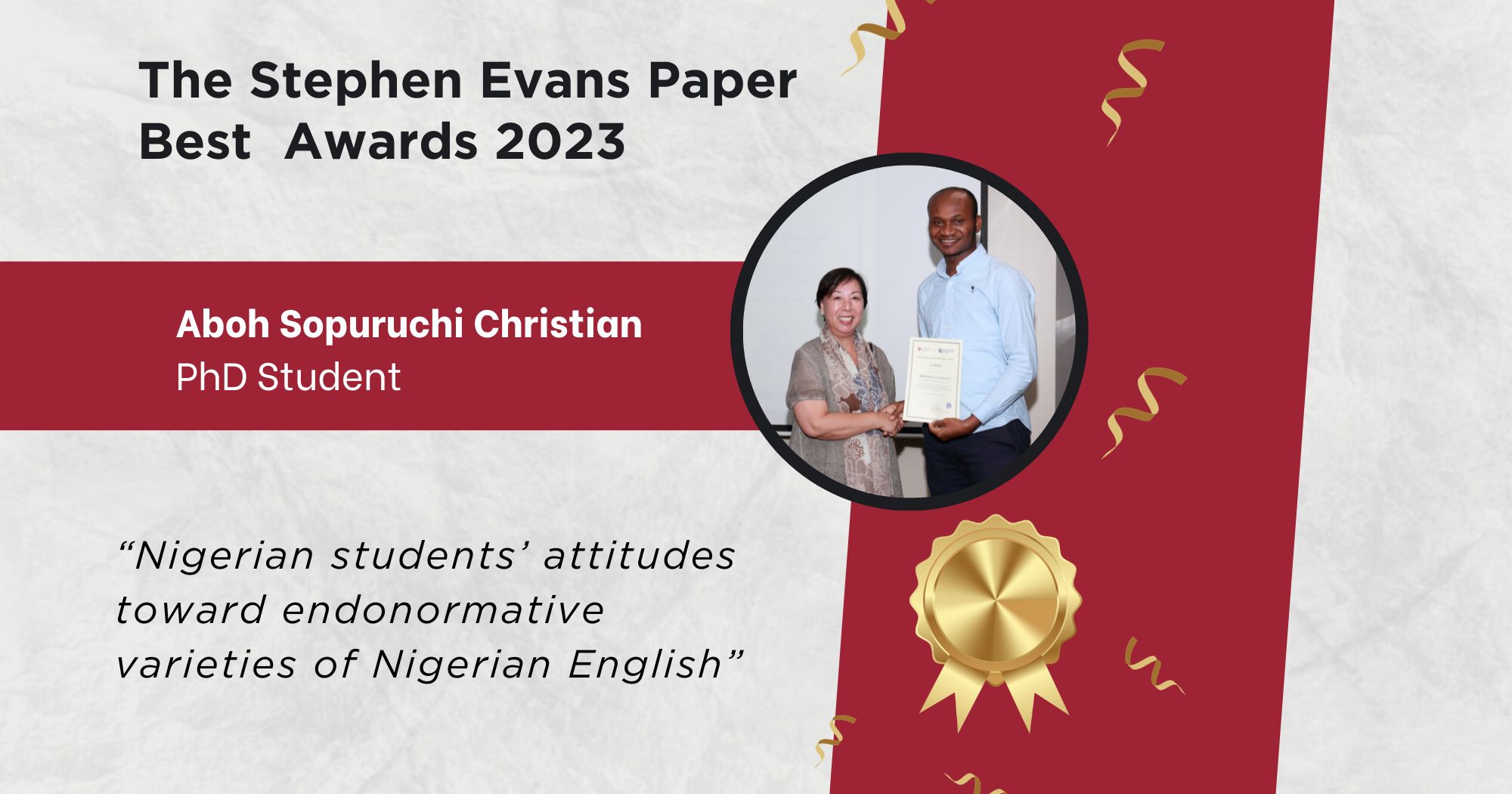 Awardees for The Stephen Evans Best Thesis Award and Best Paper Award 2023 | Department of ...