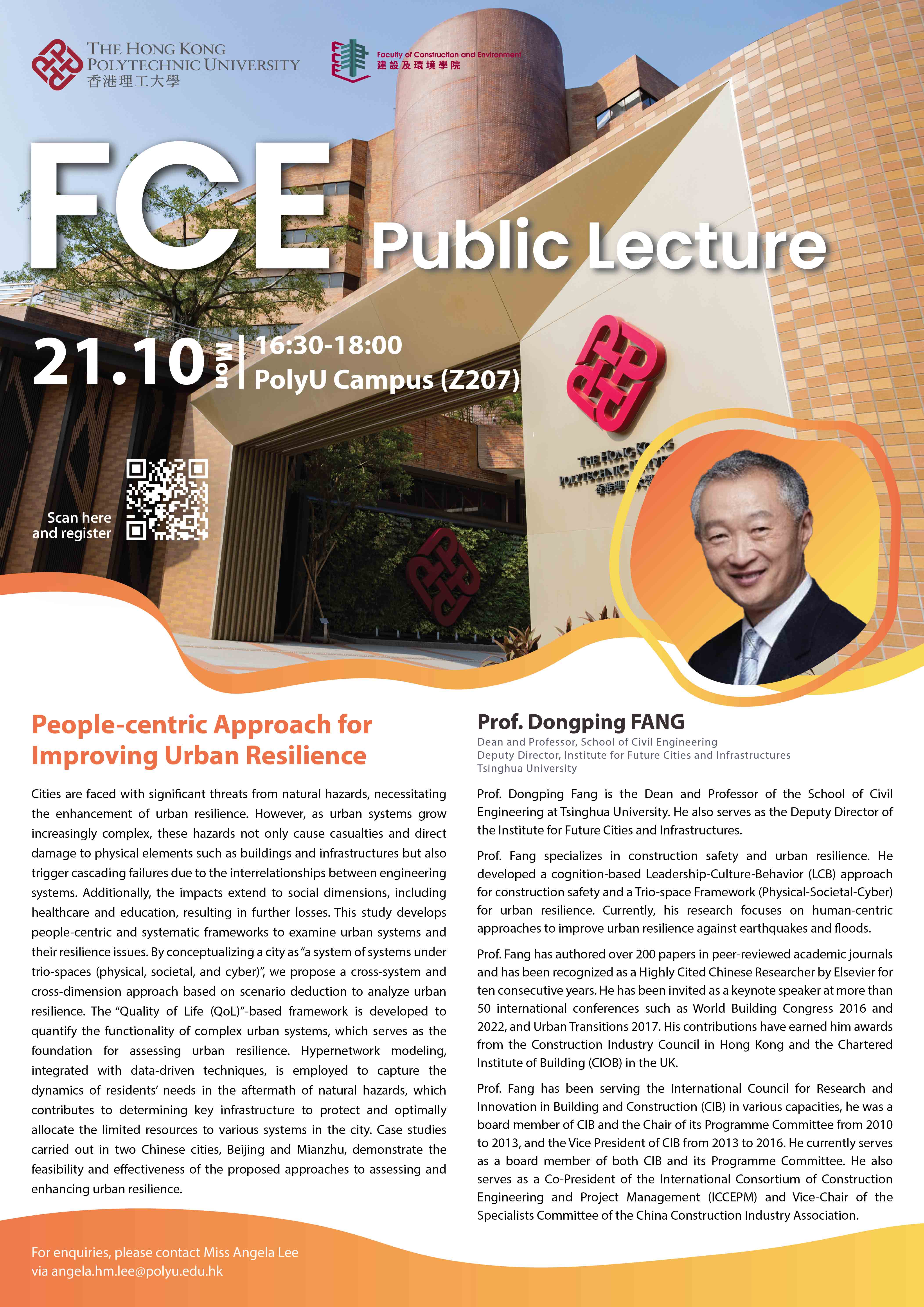 FCE Public Lecture - Prof. Dongping FANG | Faculty of Construction and ...