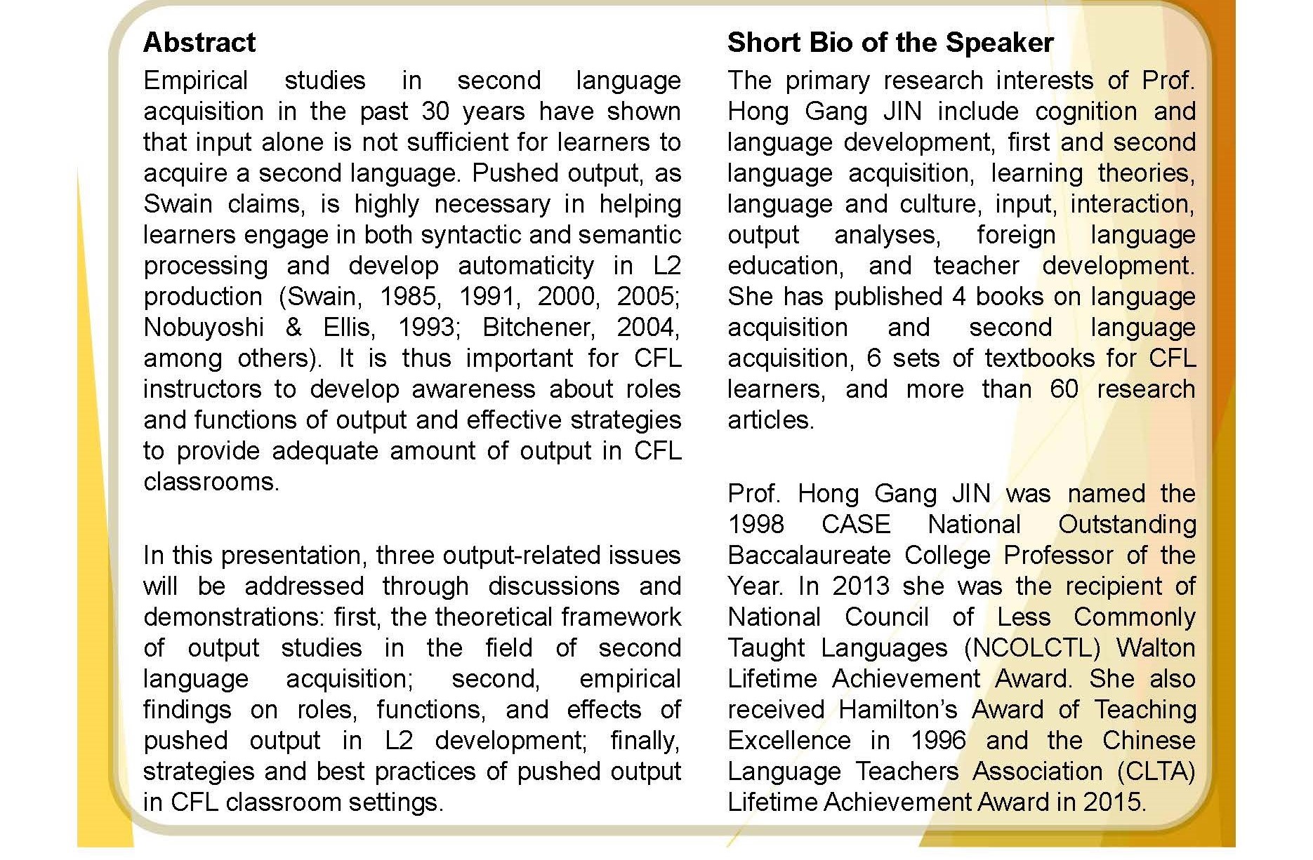 The Role of Pushed Output in CFL Development | Faculty of Humanities