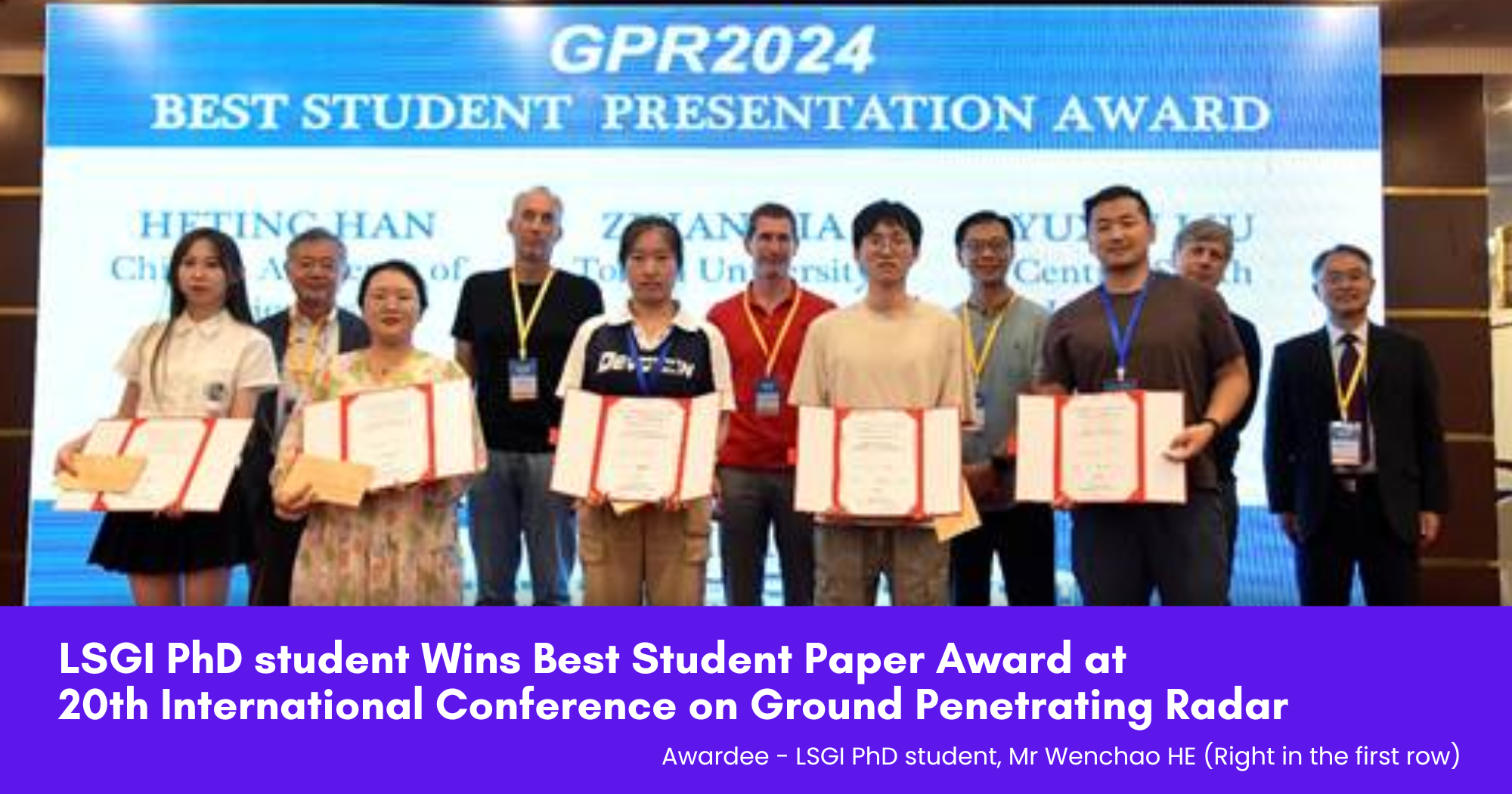 LSGI PhD student Wins Best Student Paper Award at 20th International ...