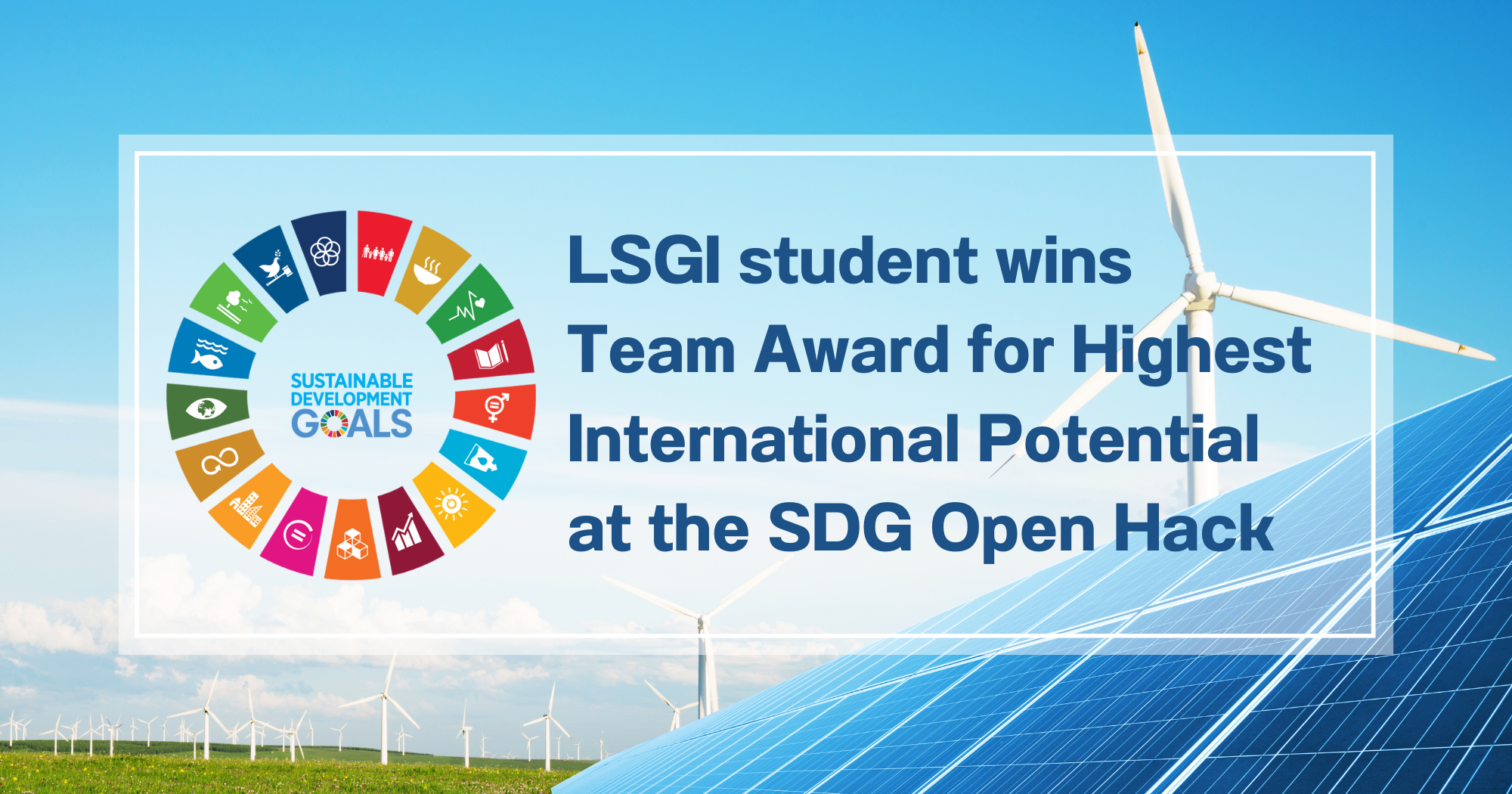 LSGI student wins Team Award for Highest International Potential at the ...