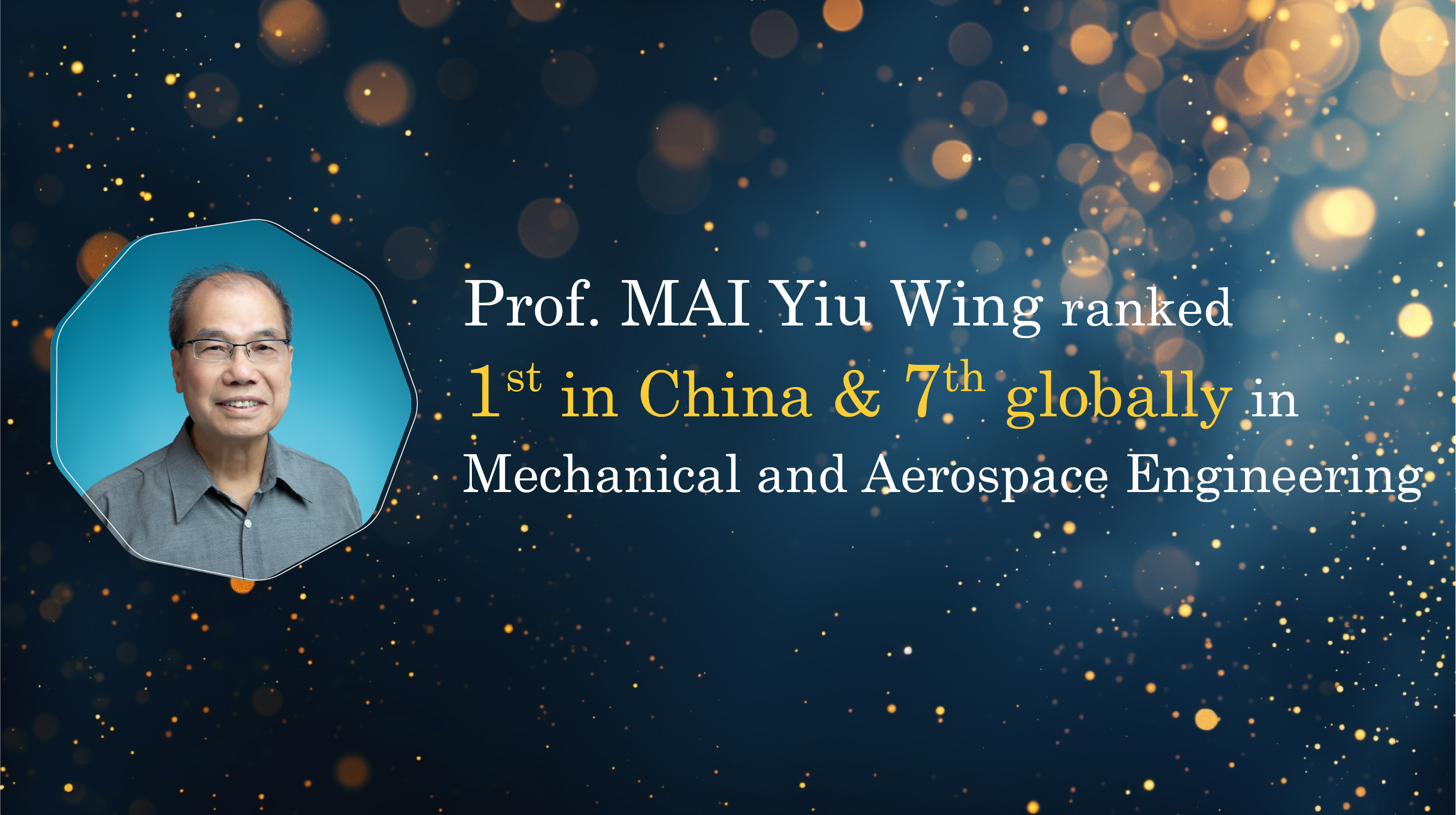 Prof. Mai Yiu Wing Ranked 1st in China and 7th Globally in Mechanical ...