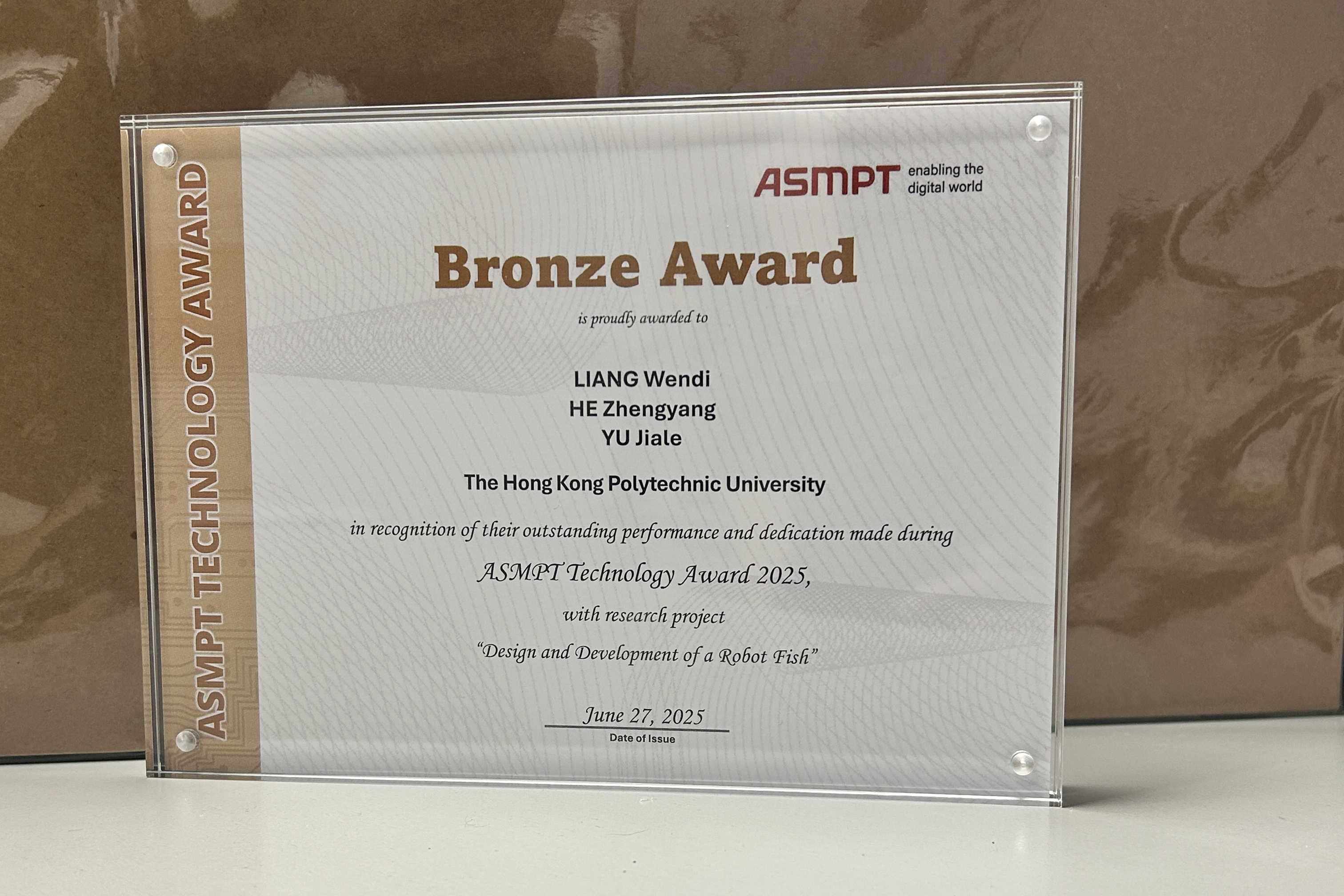 ME Student Team Wins Bronze Award in ASMPT Technology Award 2025 ...