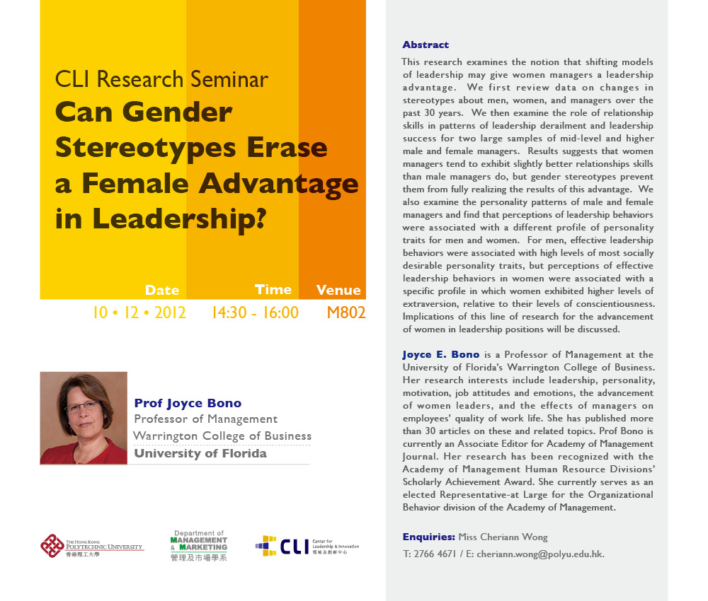 Centre for Leadership & Innovation (CLI), Department of Management and ...