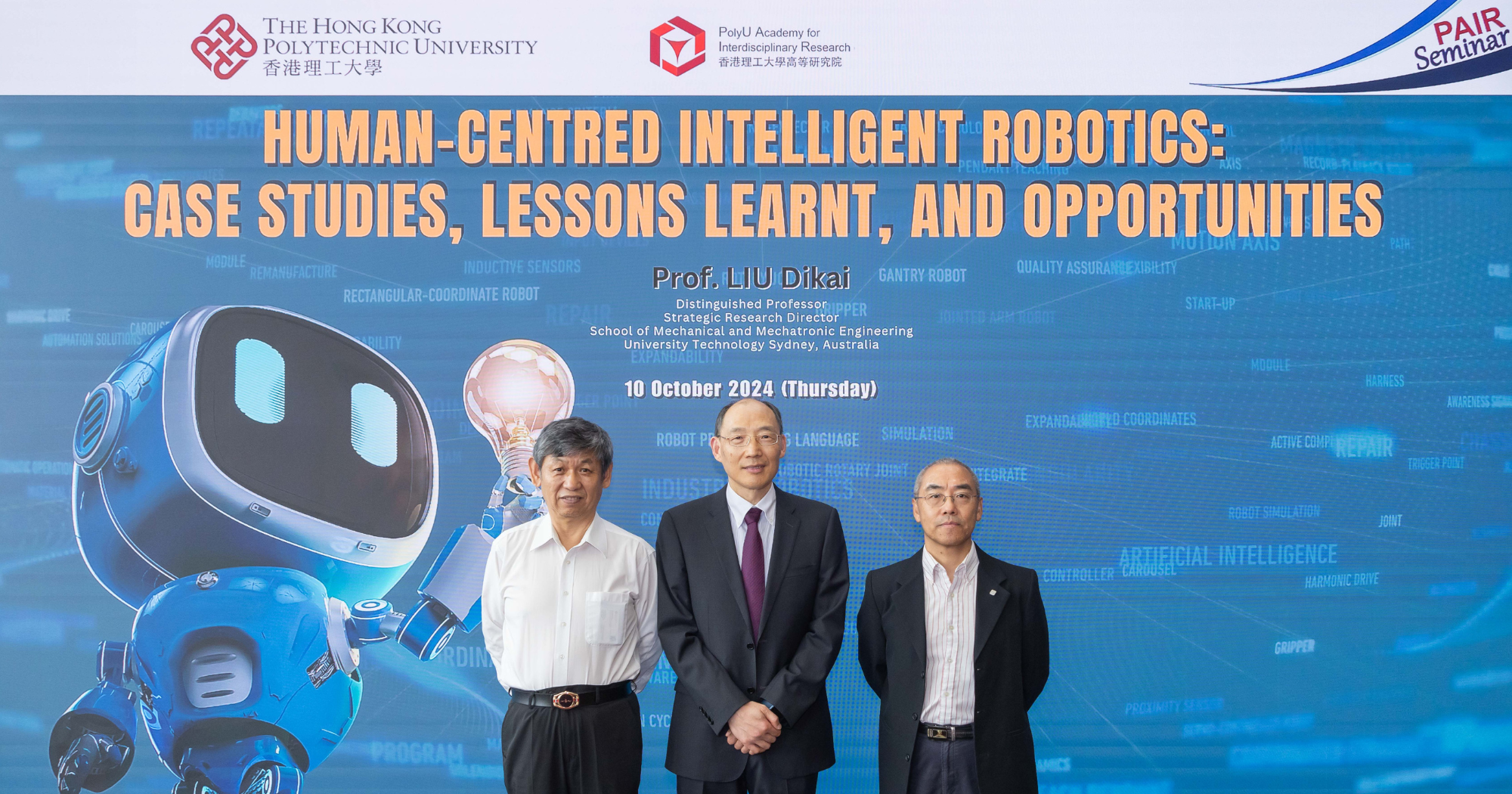 Prof. LIU Dikai gives seminar on human-centred intelligent robotics ...