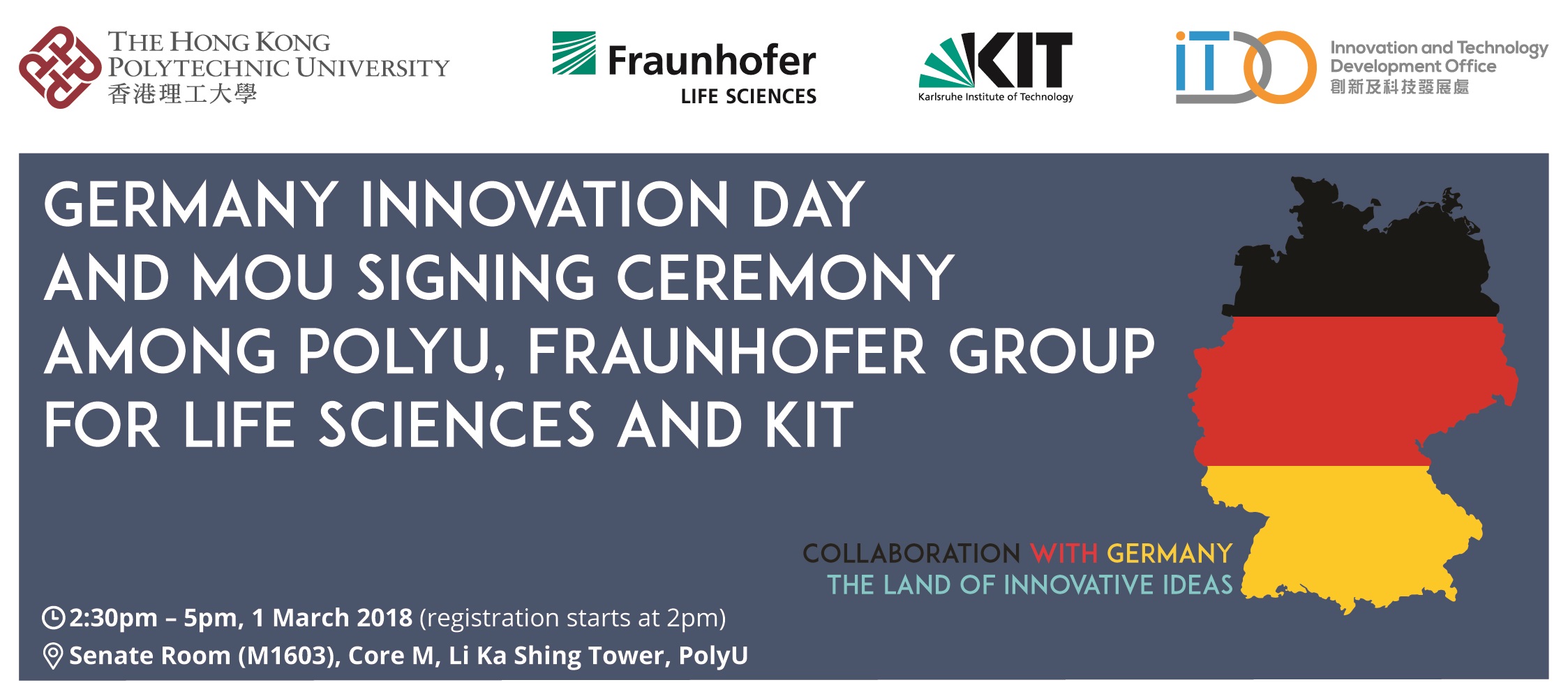 MoU Signing Ceremony among PolyU – Fraunhofer Group for Life Sciences – KIT