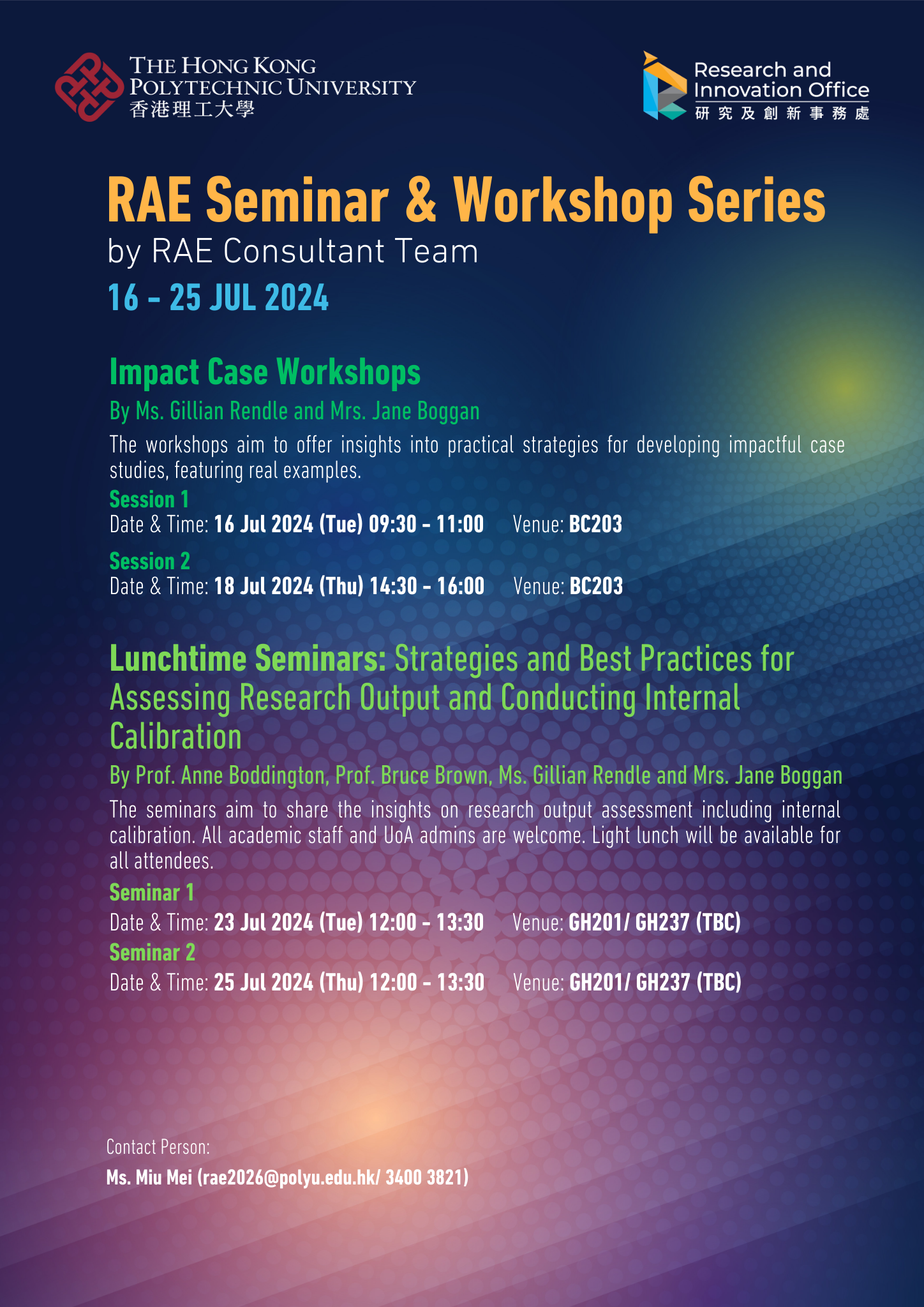 RAE Seminar & Workshop Series by RAE Consultant Team - July 2024 ...