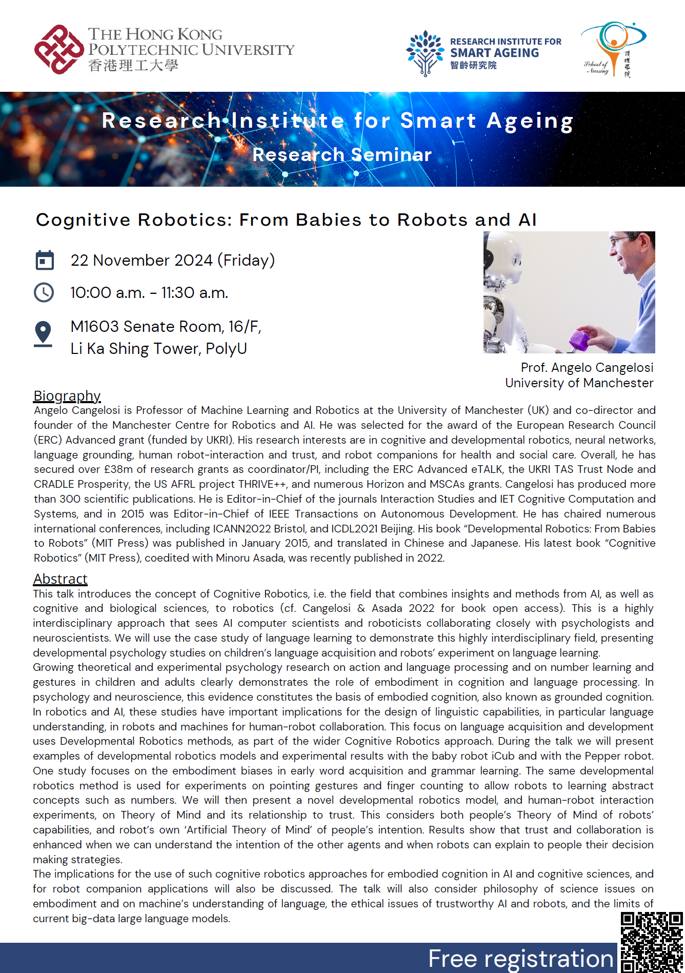 Research Seminar - Cognitive Robotics: From Babies to Robots and AI ...