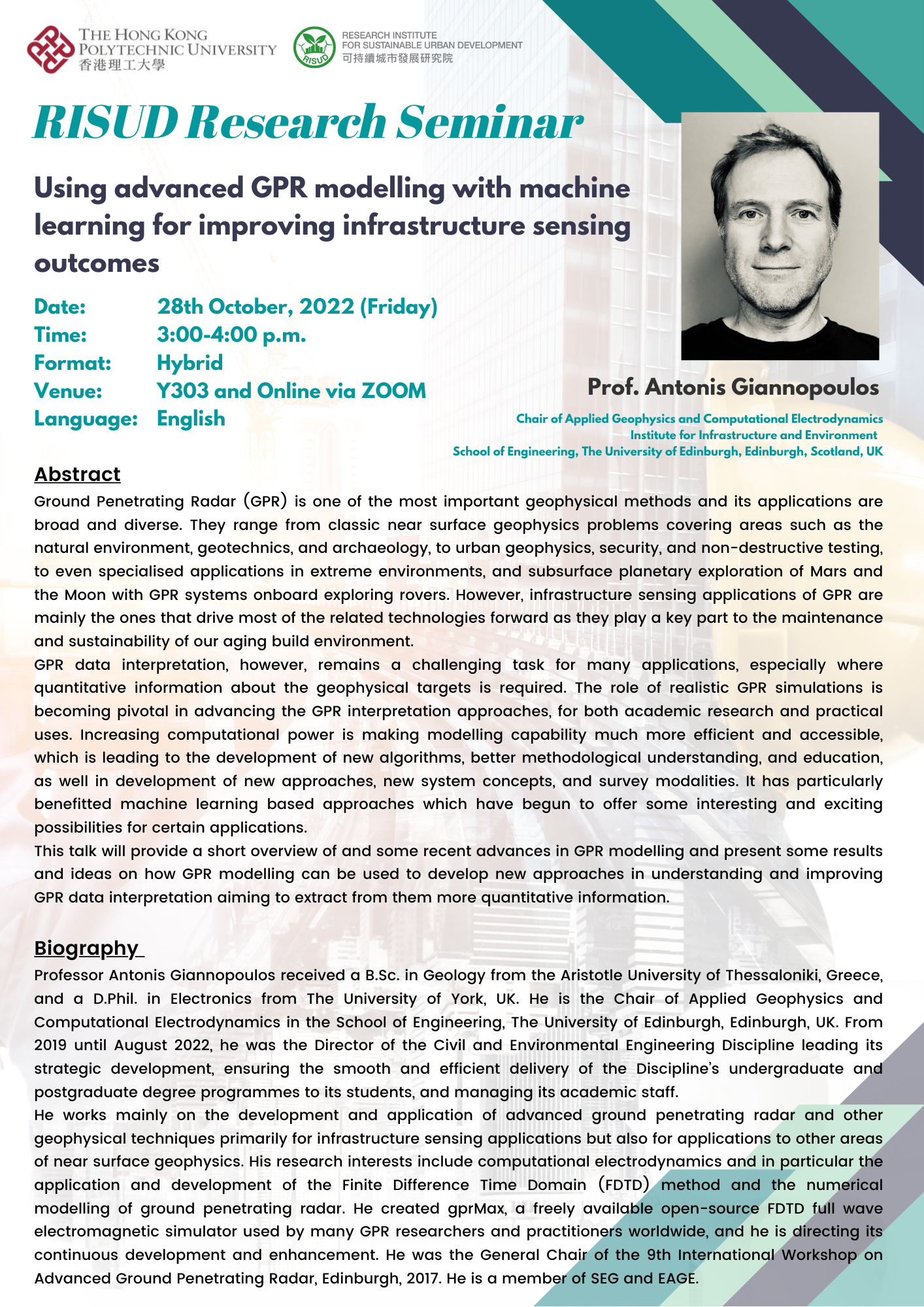 RISUD Research Seminar: Using advanced GPR modelling with machine ...