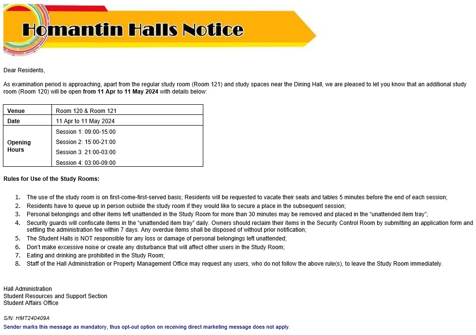 Homantin Halls | Student Affairs Office