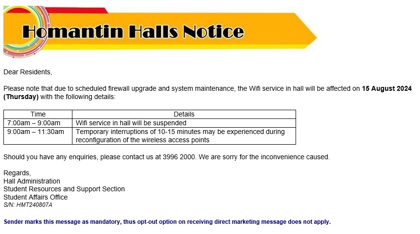 Homantin Halls | Student Affairs Office