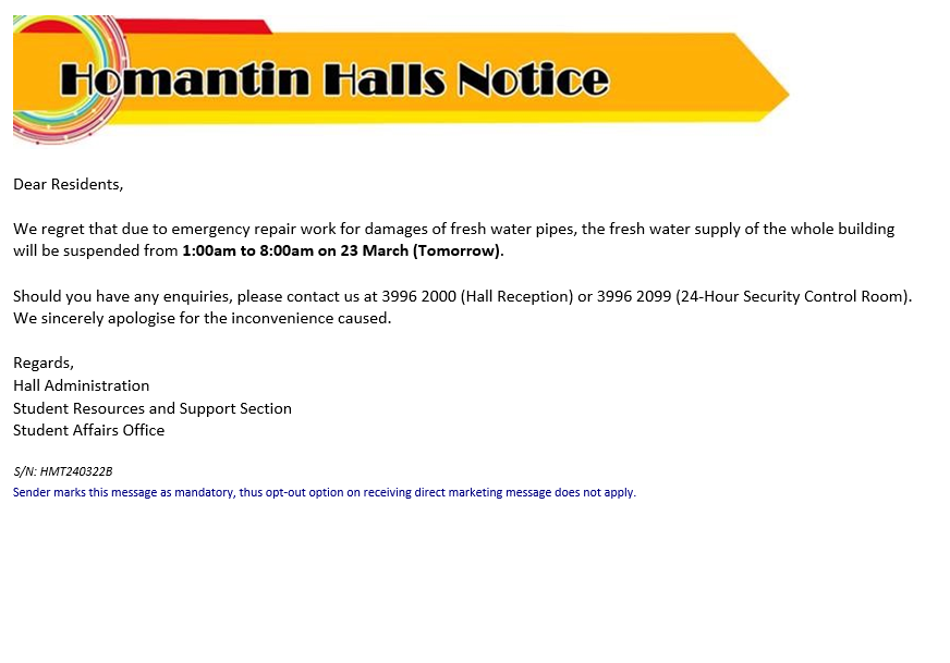 Homantin Halls | Student Affairs Office