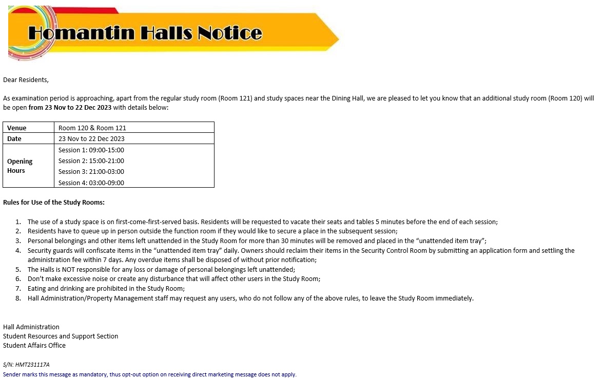 Homantin Halls | Student Affairs Office