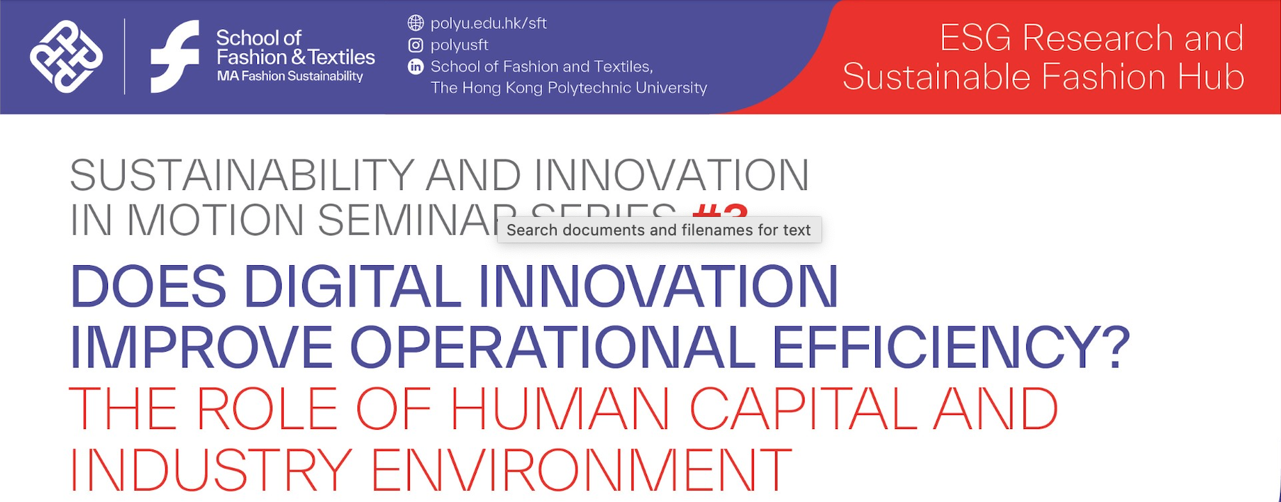 Sustainability and Innovation in Motion Seminar Series #3 | Does Digital Innovation Improve ...